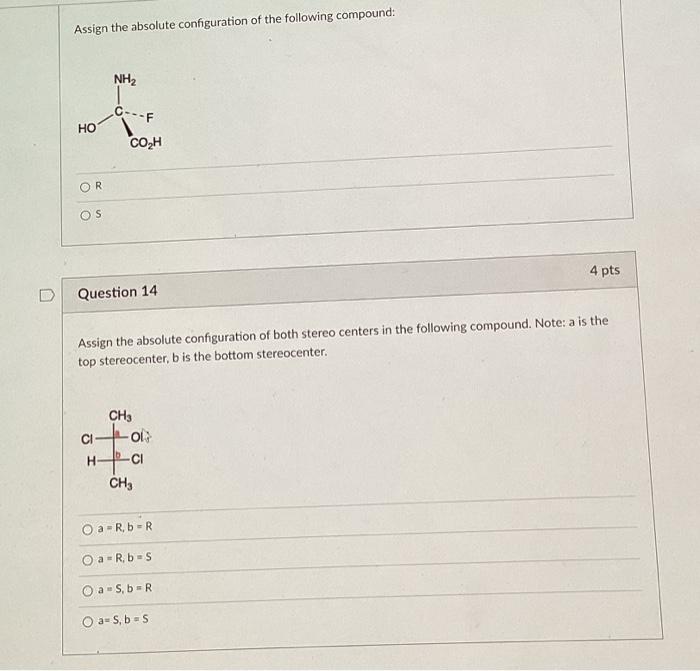 Solved Assign the absolute configuration of the following | Chegg.com
