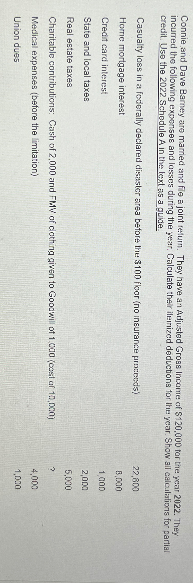 Solved Connie and Dave Barney are married and file a joint | Chegg.com