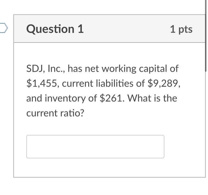 Solved SDJ, Inc., has net working capital of $1,455, current | Chegg.com
