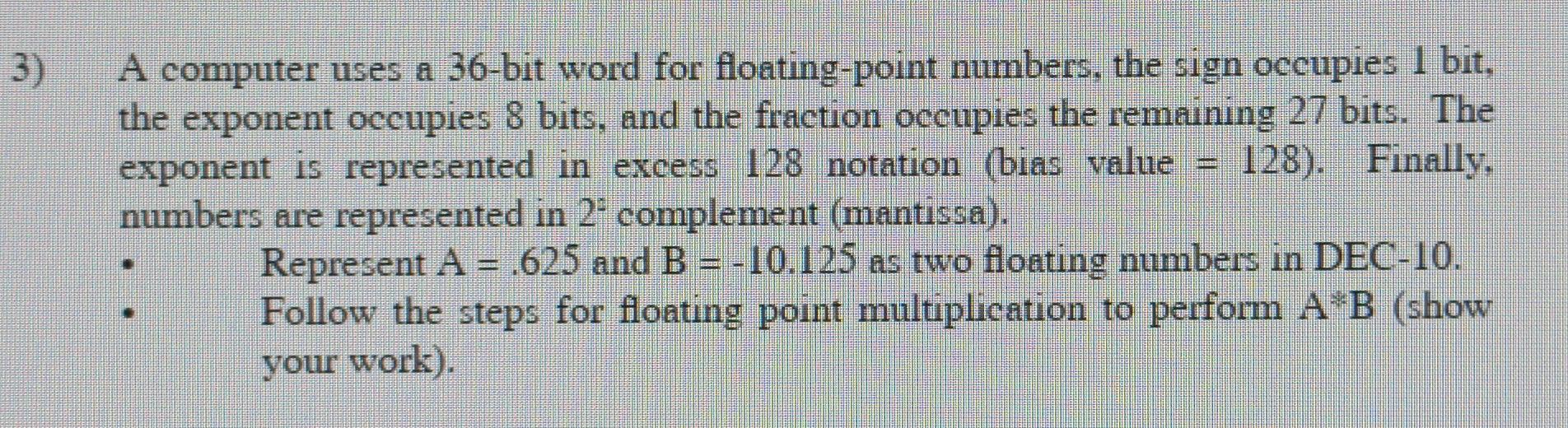 Solved 3) gana A computer uses a 36-bit word for | Chegg.com