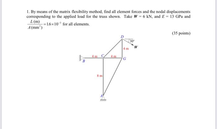 Solved 1. By means of the matrix flexibility method, find | Chegg.com