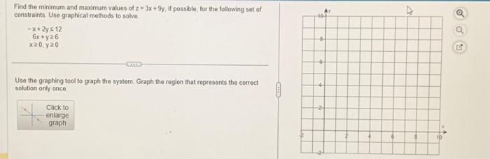 Solved Find the minimum and maximum values of z=3x+9y, if | Chegg.com