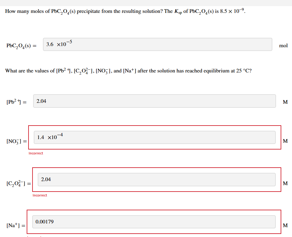 Solved How many moles of PbC2O4(s) ﻿precipitate from the | Chegg.com