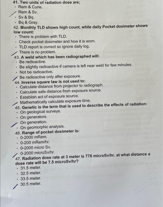 Solved 41. Two units of radiation dose are; - Rem \& Curie. | Chegg.com