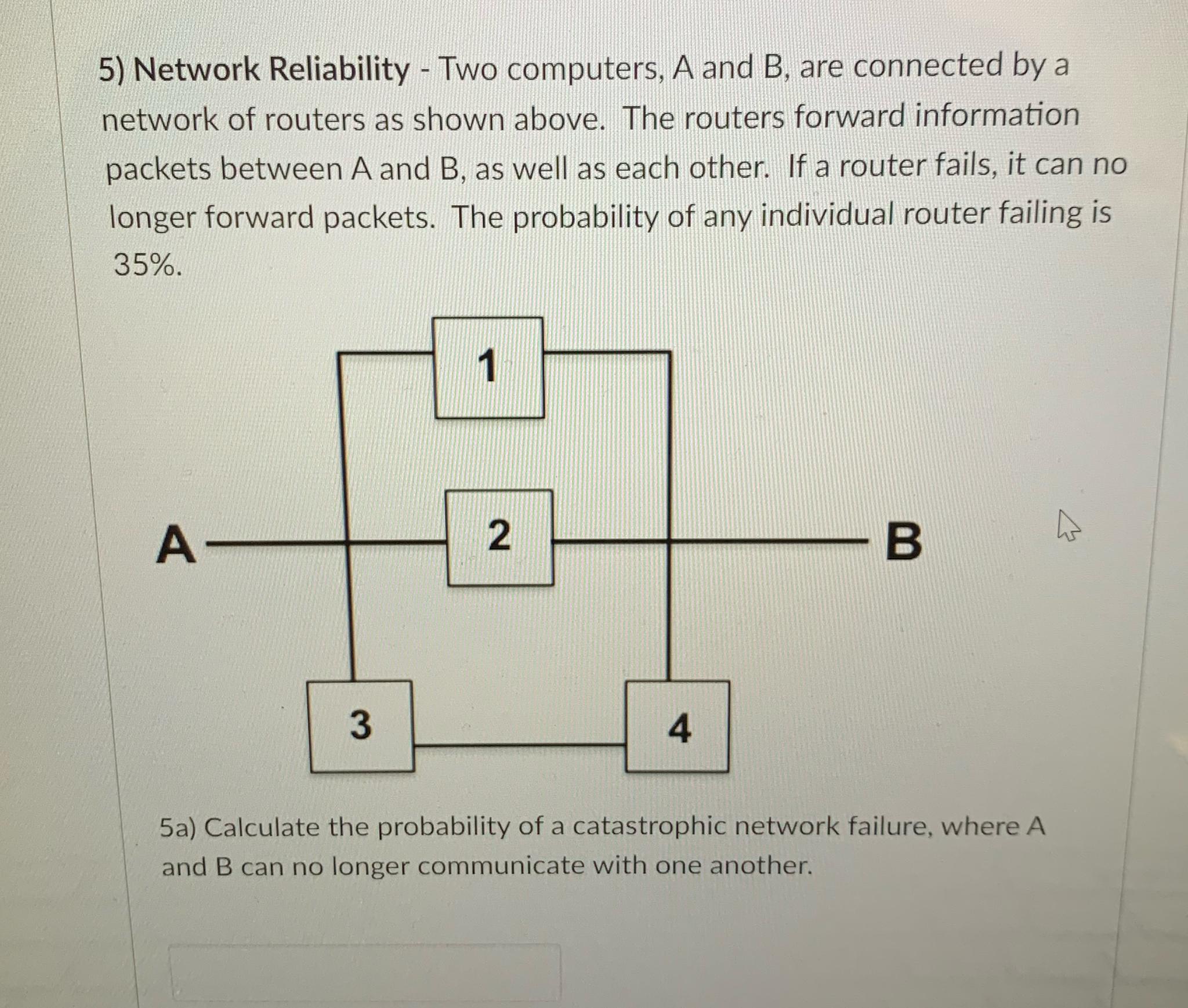 Solved Network Reliability - ﻿Two computers, A and B, ﻿are | Chegg.com