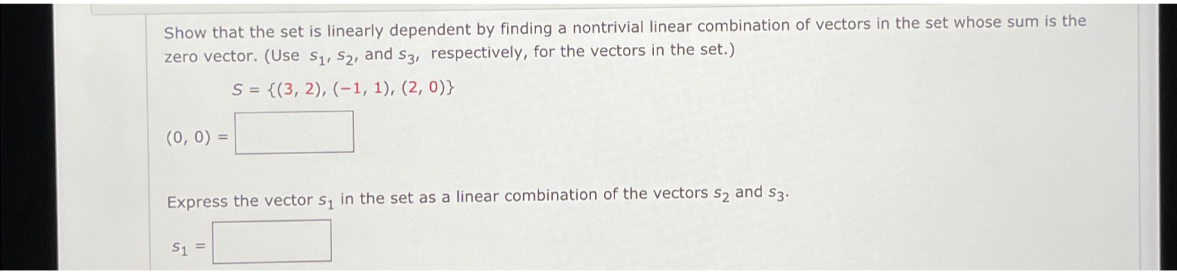 Solved Show that the set is linearly dependent by finding a | Chegg.com