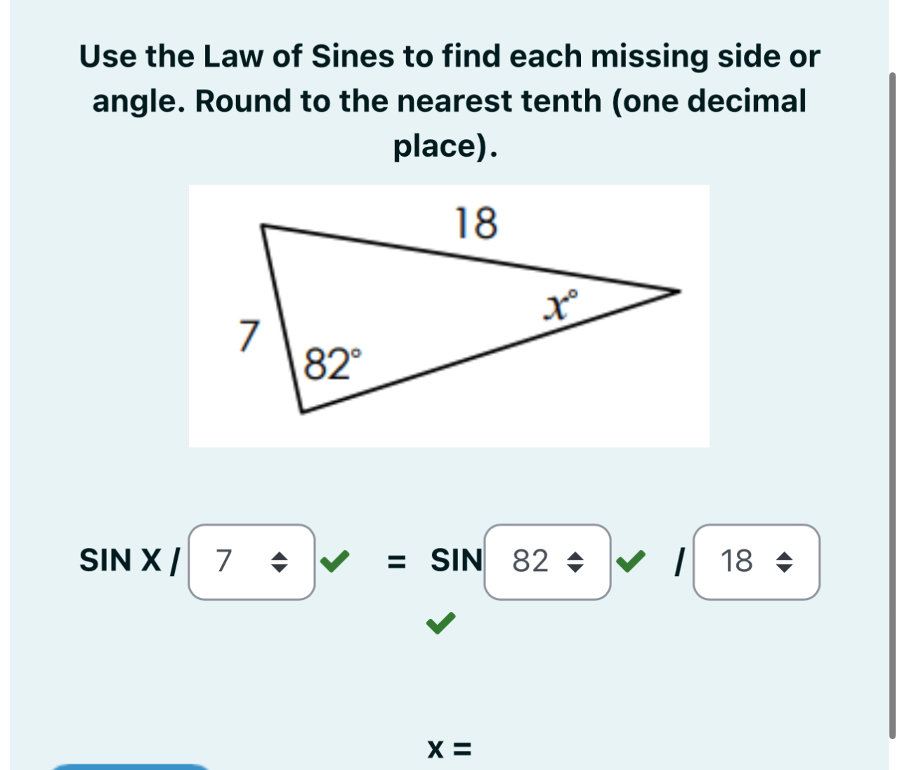 Solved Use the Law of Sines to find each missing side or | Chegg.com