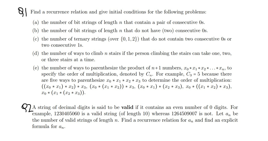 Find a recurrence relation and give initial | Chegg.com