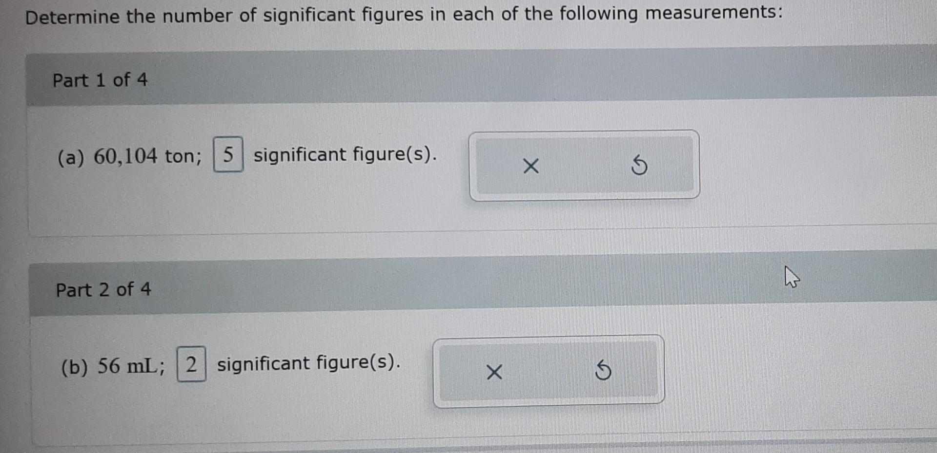 Solved Determine the number of significant figures in each | Chegg.com