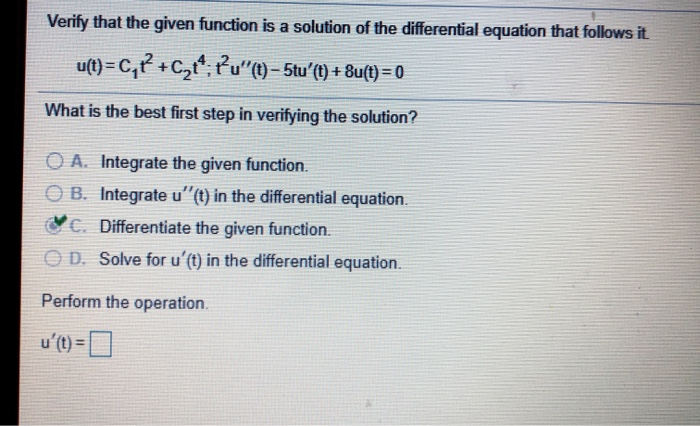 Solved Verify that the given function is a solution of the | Chegg.com