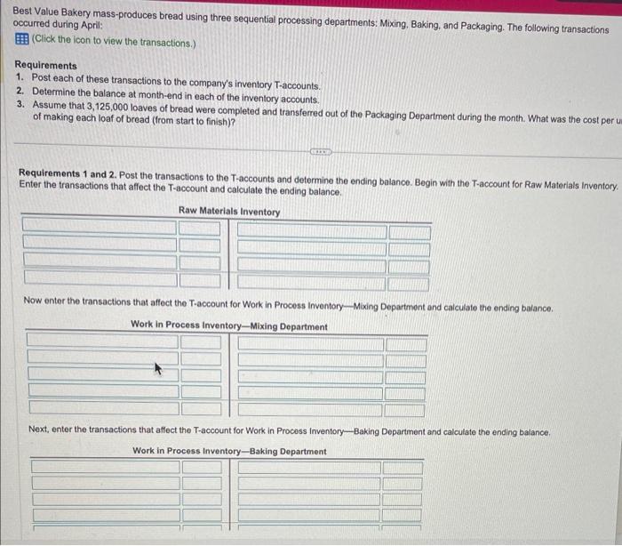 Solved Best Value Bakery mass-produces bread using three | Chegg.com