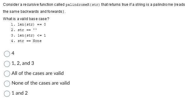 Consider a recursive function called palind romeR ( s | Chegg.com