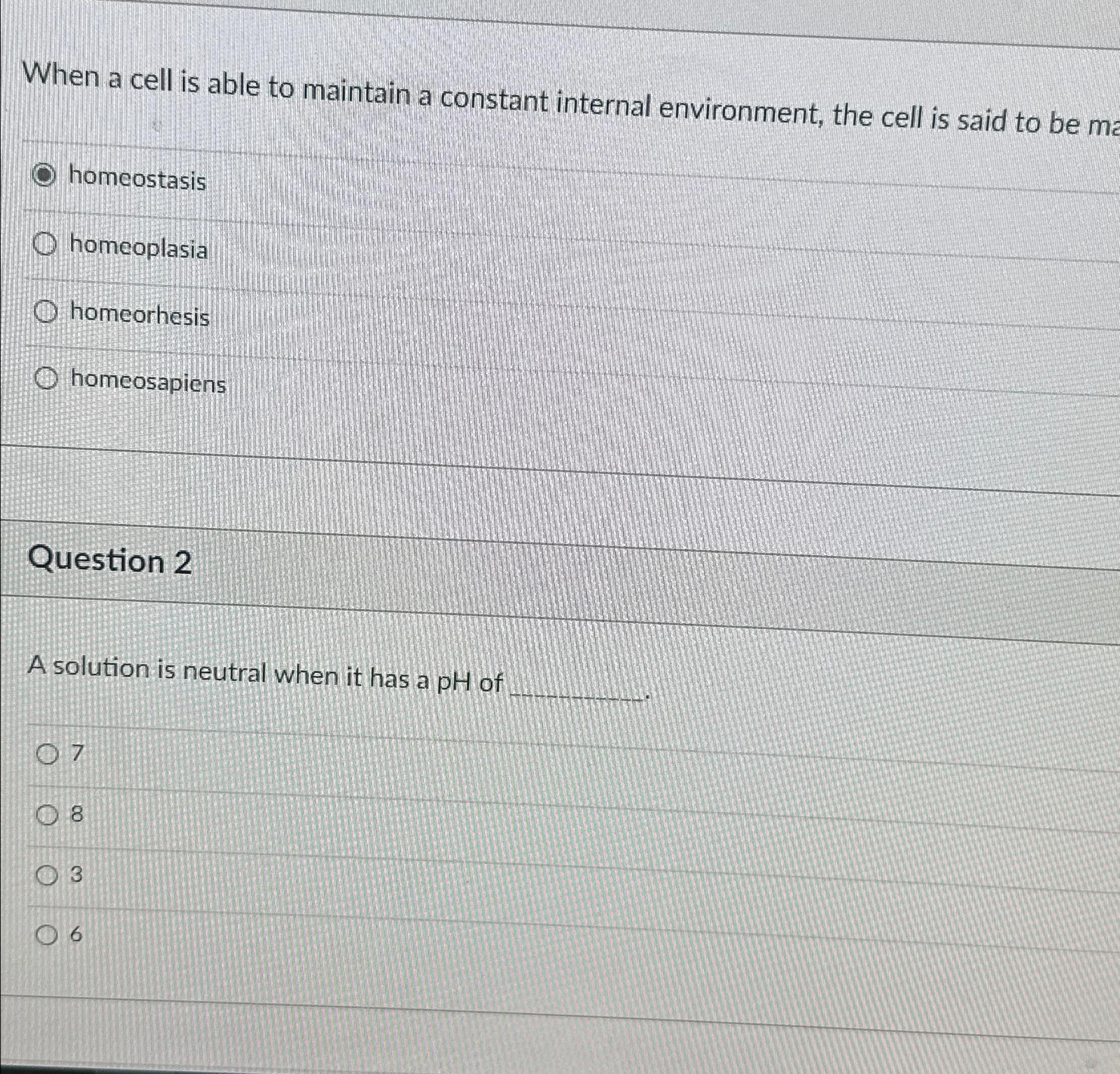 Solved When a cell is able to maintain a constant internal | Chegg.com