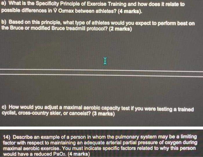 Solved a) What is the Specificity Principle of Exercise | Chegg.com