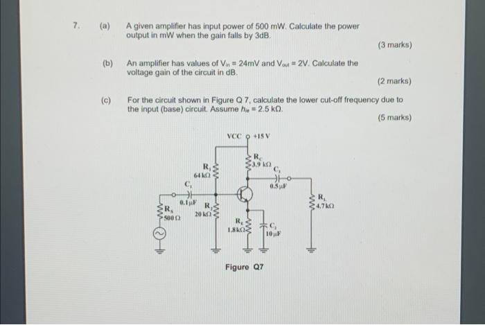 Solved (a) A given amplifier has input power of 500 mW. | Chegg.com