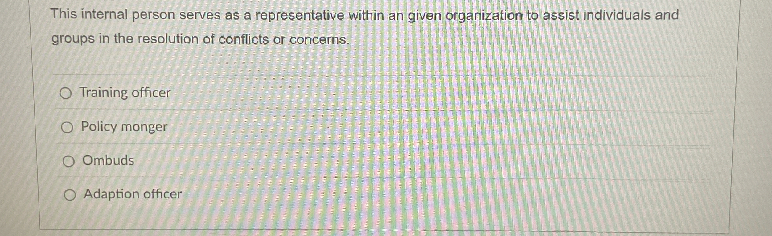 Solved This internal person serves as a representative | Chegg.com