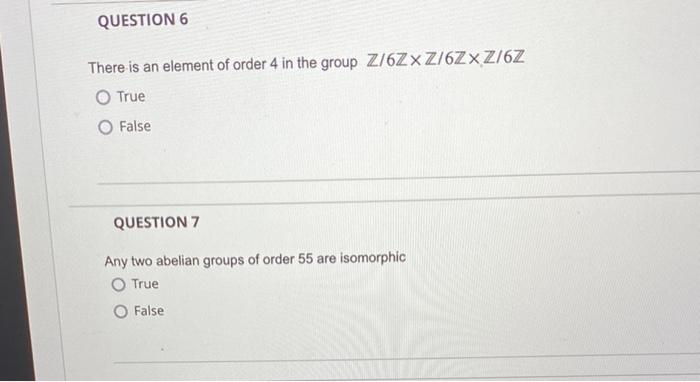 Solved There is an element of order 4 in the group | Chegg.com