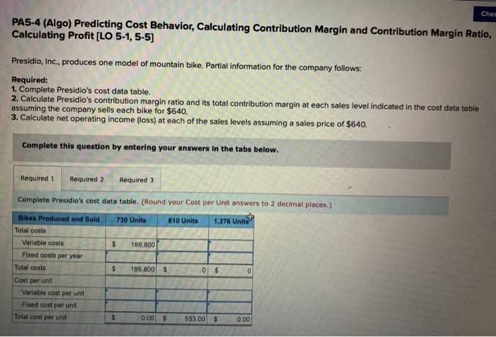 Solved Chec PA5-4 (Algo) Predicting Cost Behavior, | Chegg.com