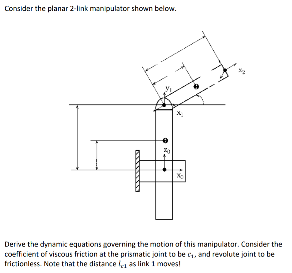 Solved Consider the planar 2-link manipulator shown below. N | Chegg.com