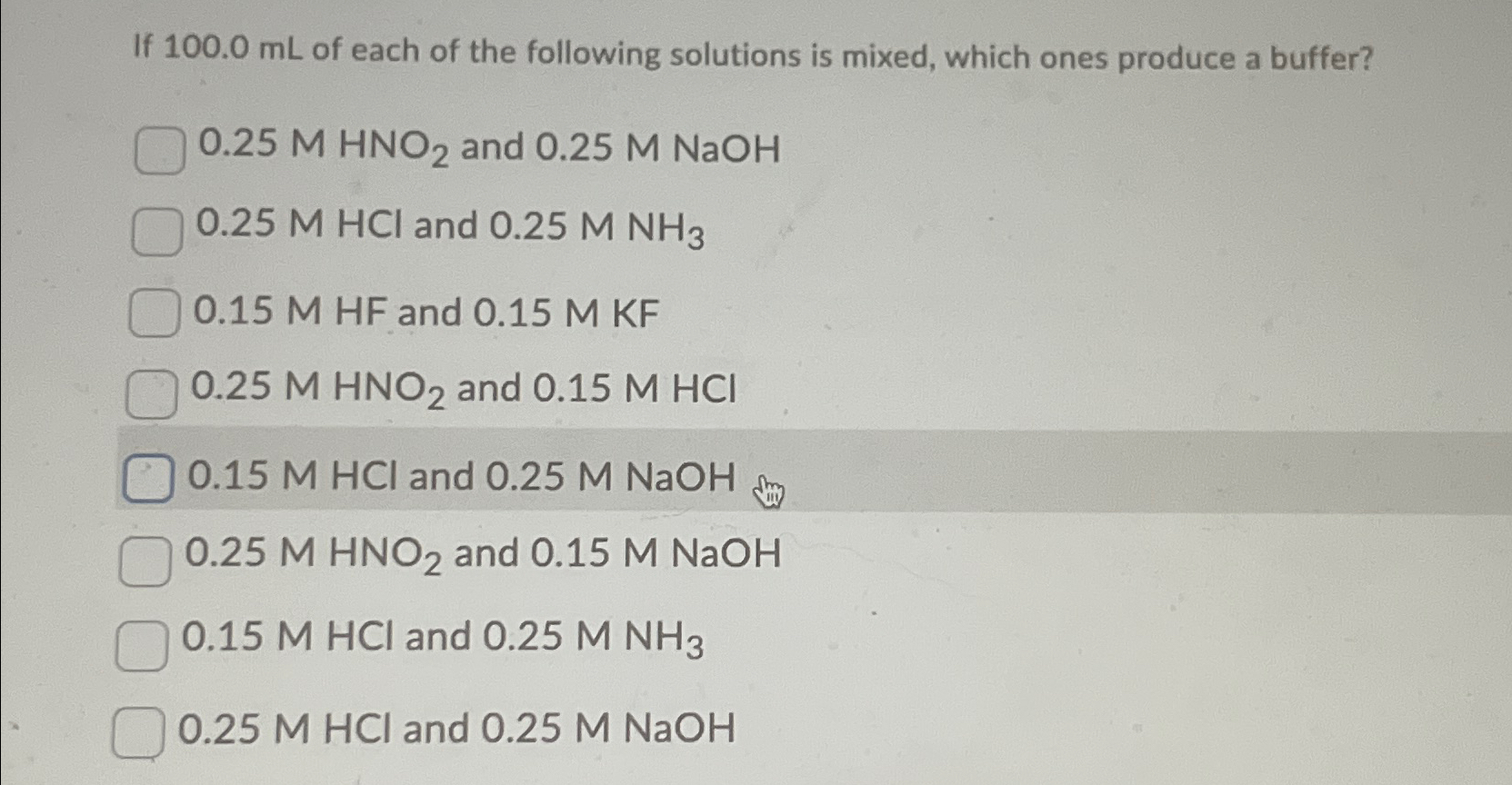 Solved If 100.0mL ﻿of each of the following solutions is | Chegg.com