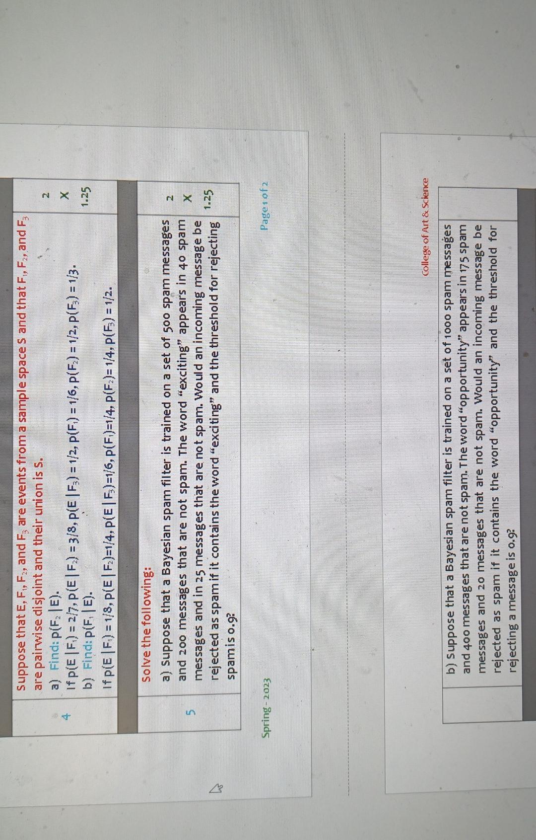 Solved Suppose that E,F1,F2, and F3 are events from a sample | Chegg.com
