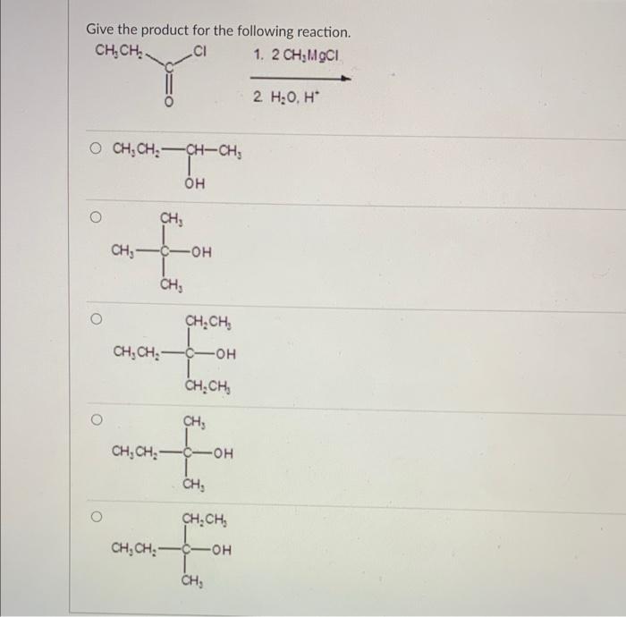 Solved Give the product for the following reaction. CH.CH CI | Chegg.com