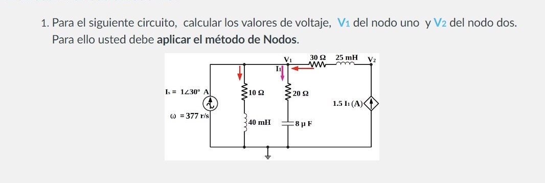 Solved Para el siguiente circuito, calcular los valores de | Chegg.com