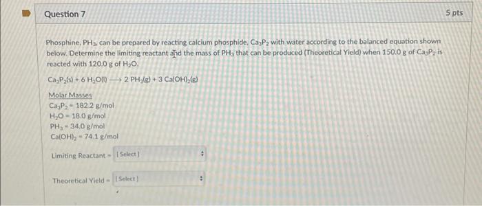 Solved Phosphine, PH3, can be prepared by reacting calcium | Chegg.com