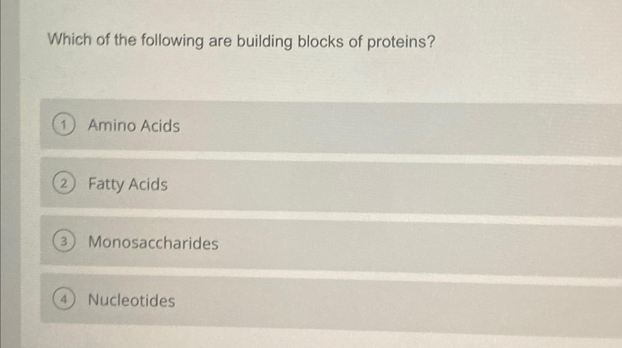 Solved Which Of The Following Are Building Blocks Of