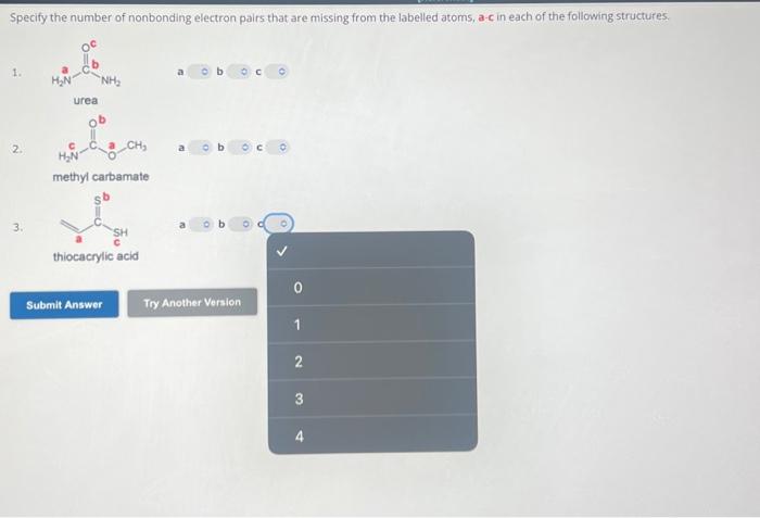 Solved Specify the number of nonbonding electron pairs that | Chegg.com