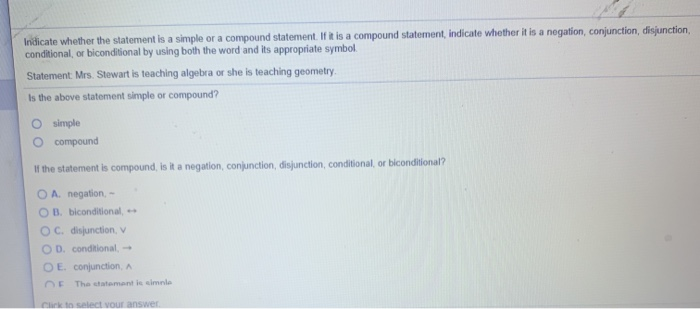 Solved Indicate whether the statement is a simple or a | Chegg.com
