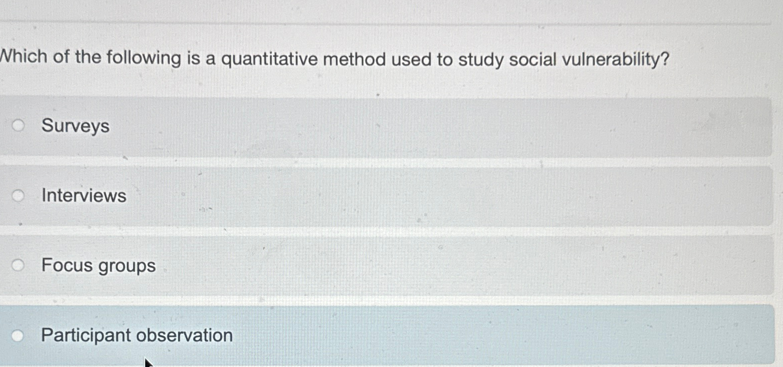 Solved Which of the following is a quantitative method used | Chegg.com