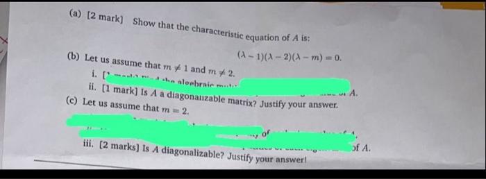 Solved 7. [10 marks] Let m be a real number and consider the | Chegg.com