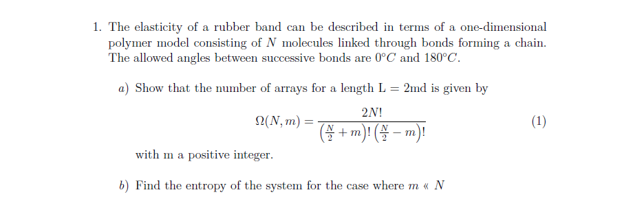 Solved The elasticity of a rubber band can be described in | Chegg.com