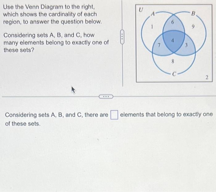 Solved Use the Venn Diagram to the right, which shows the | Chegg.com