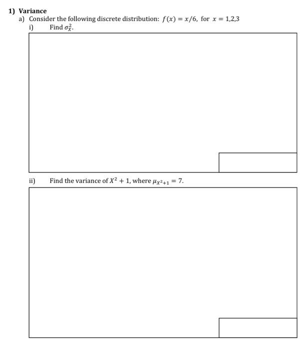 Solved 1) Variance a) Consider the following discrete | Chegg.com