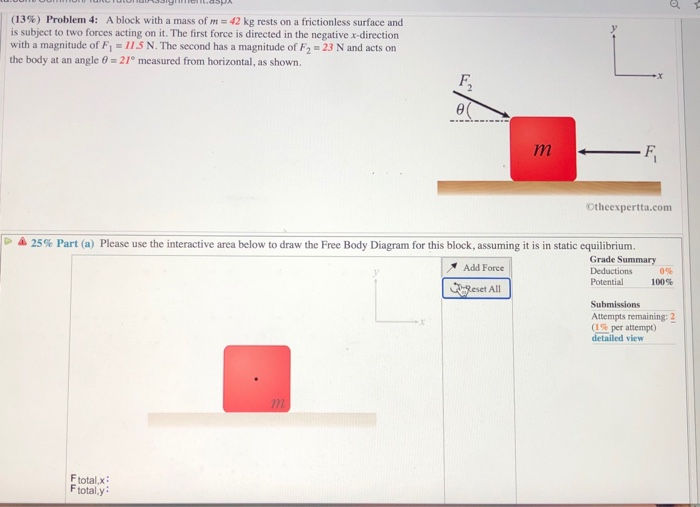 Solved Use the interactive area below to draw the free body | Chegg.com