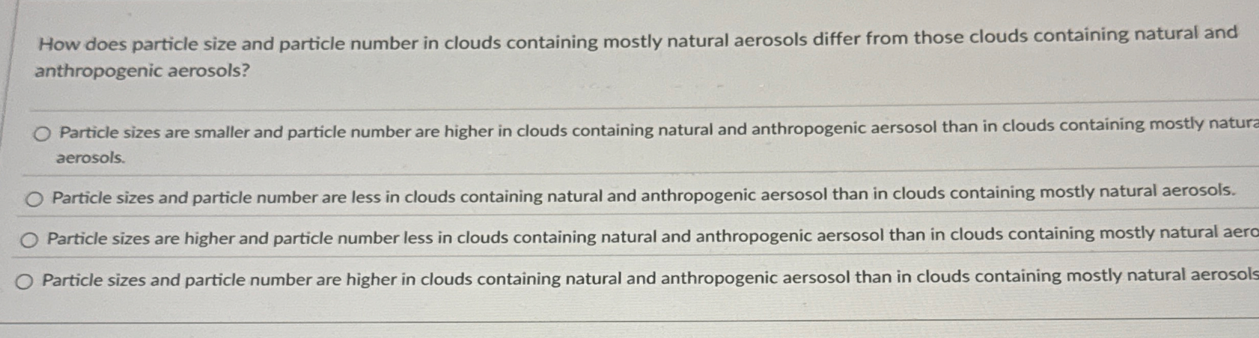 Solved How does particle size and particle number in clouds | Chegg.com