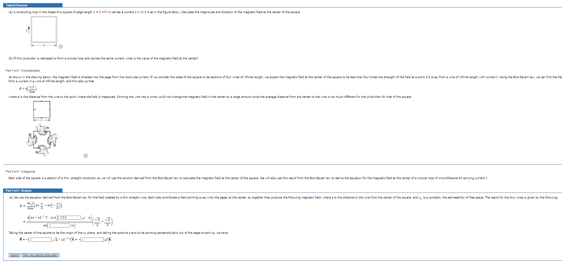 Solved (a) ﻿A conducting loop in the shape of a square of | Chegg.com