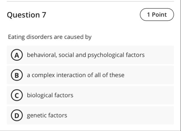 Solved Question 71 ﻿PointEating disorders are caused | Chegg.com