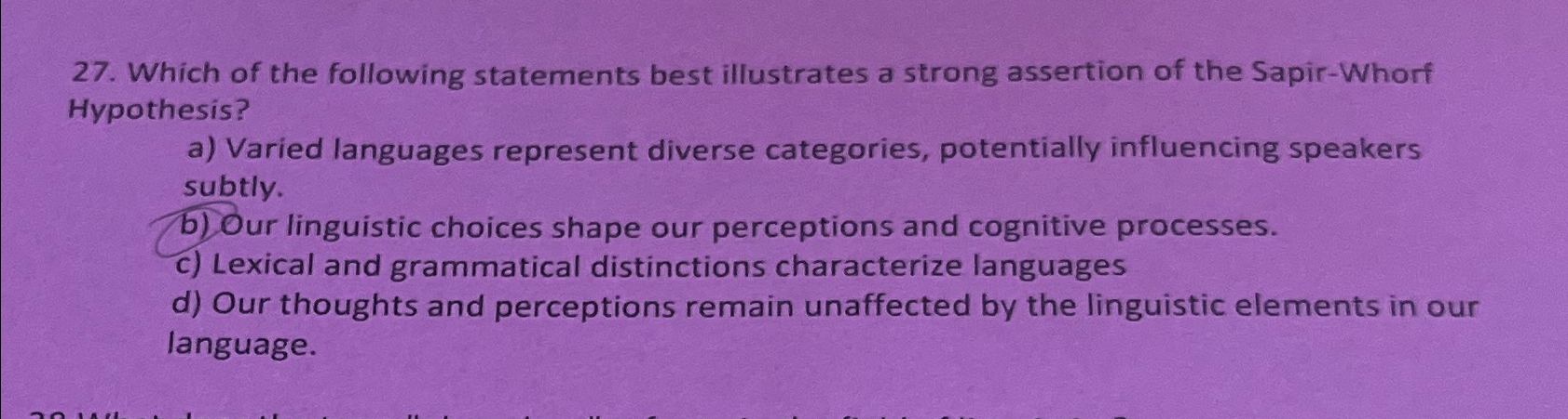 Solved Which of the following statements best illustrates a | Chegg.com