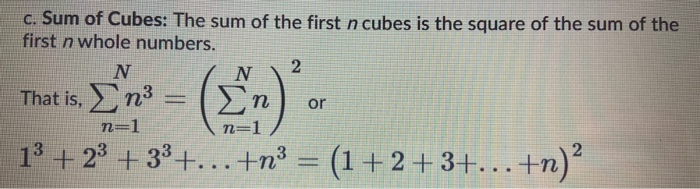 Solved prove the statement : sum of cubes. that is the sum | Chegg.com