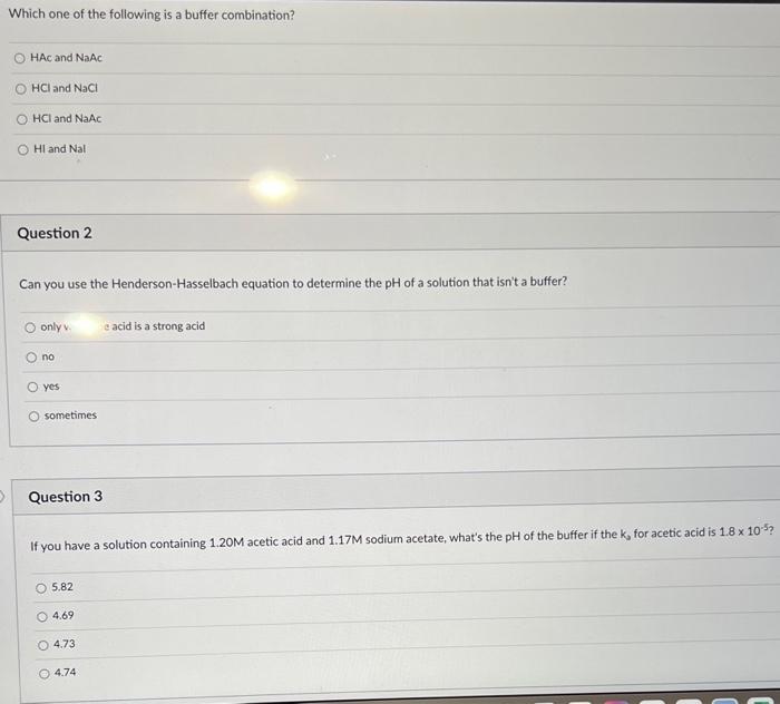 Solved Which one of the following is a buffer combination? | Chegg.com