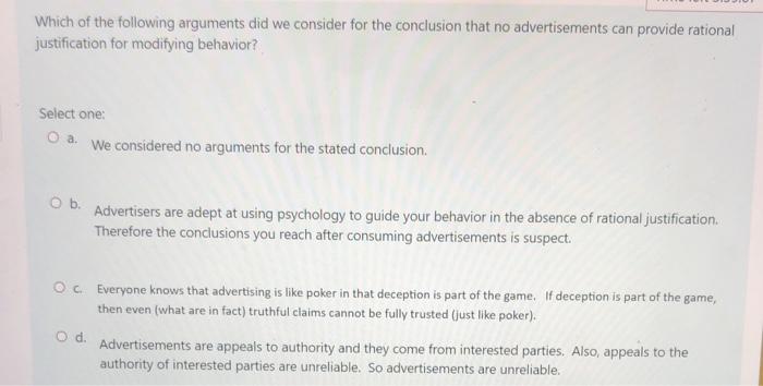 Solved Which of the following arguments did we consider for | Chegg.com