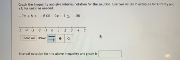Solved Graph the inequality and give interval notation for | Chegg.com