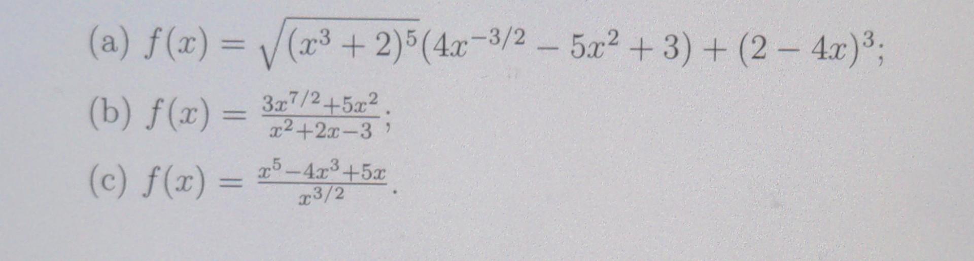 Solved use the differential rules to find f'(x) for the | Chegg.com