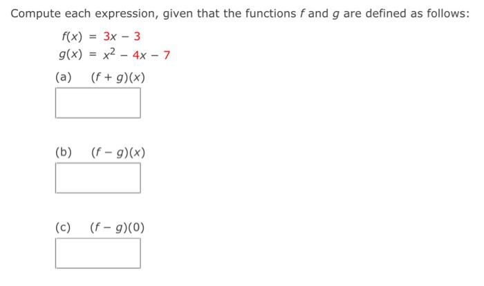 Solved Compute each expression, given that the functions f | Chegg.com