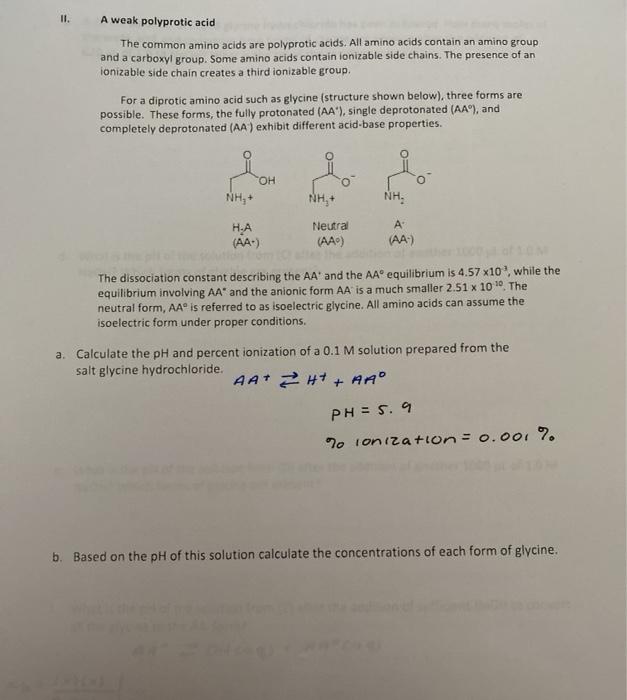 Solved II. A weak polyprotic acid The common amino acids are | Chegg.com