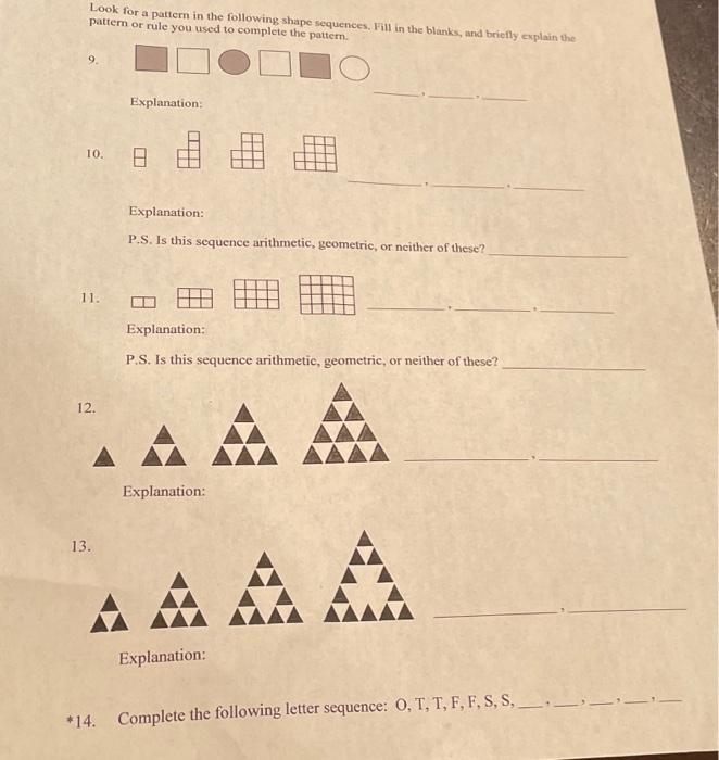 Solved Look for a pattern in the following shape sequences. | Chegg.com
