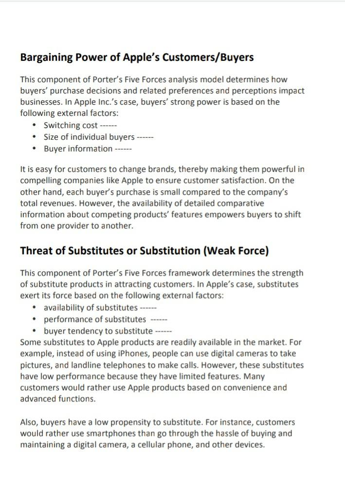 Solved Apple Inc. Porter's Five Forces Analysis Case for | Chegg.com